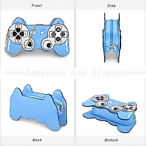 USTYLE Gamepad Shaped Crossbody Bag, Fashionable Novel Unique Women Shoulder Bag with Chain Strap (blue)