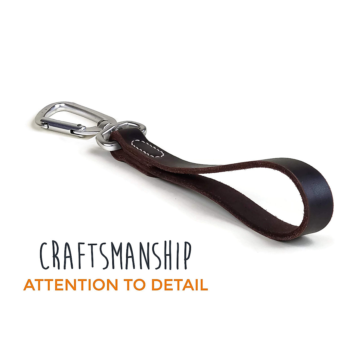 Mighty Paw Short Dog Leash - Training Traffic Lead with Carabiner Clip - Dog Leash Training Lead - Short Slip Lead Dog Leash - Short Lead Dog Training - Dog Carabiner Clip - Brown - 12 Inches