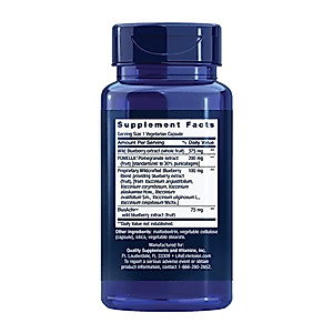 Life Extension Blueberry Extract & Pomegranate – Antioxidants Supplement with Wild Blueberry & Pomegranate Polyphenols for Brain and Heart Health - Gluten-Free, Non-GMO, Vegetarian – 60 Capsules