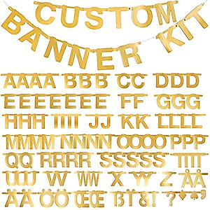 Paper Jazz Gold Custom Banner and Sign for Parties Happy Birthday Welcome Home Party Decoration 124 Pieces DIY Letters for Wedding Baby Shower Photo Props Window Decoration…