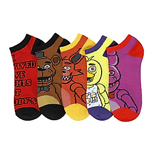 Bioworld Five Nights At Freddy's Menacing Characters Adult 5-Pair Ankle Socks