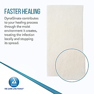 Dynarex DynaGinate Calcium Alginate Wound Dressing - Sterile, Non-Stick Topical Wound Pads - Absorbent Gel Patches For Moderate To High Exuding Cuts - 4"x 8", Box of 5