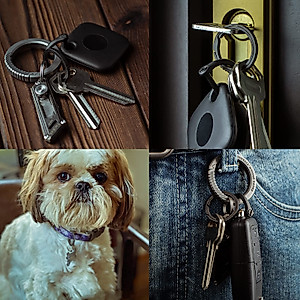 FEGVE Small Titanium D Ring with 1 Pcs Side-Pushing Titanium Key Ring,Car Fob Keychain Holder - （1/2 Inch/12mm D-Ring+22mm Keyring）