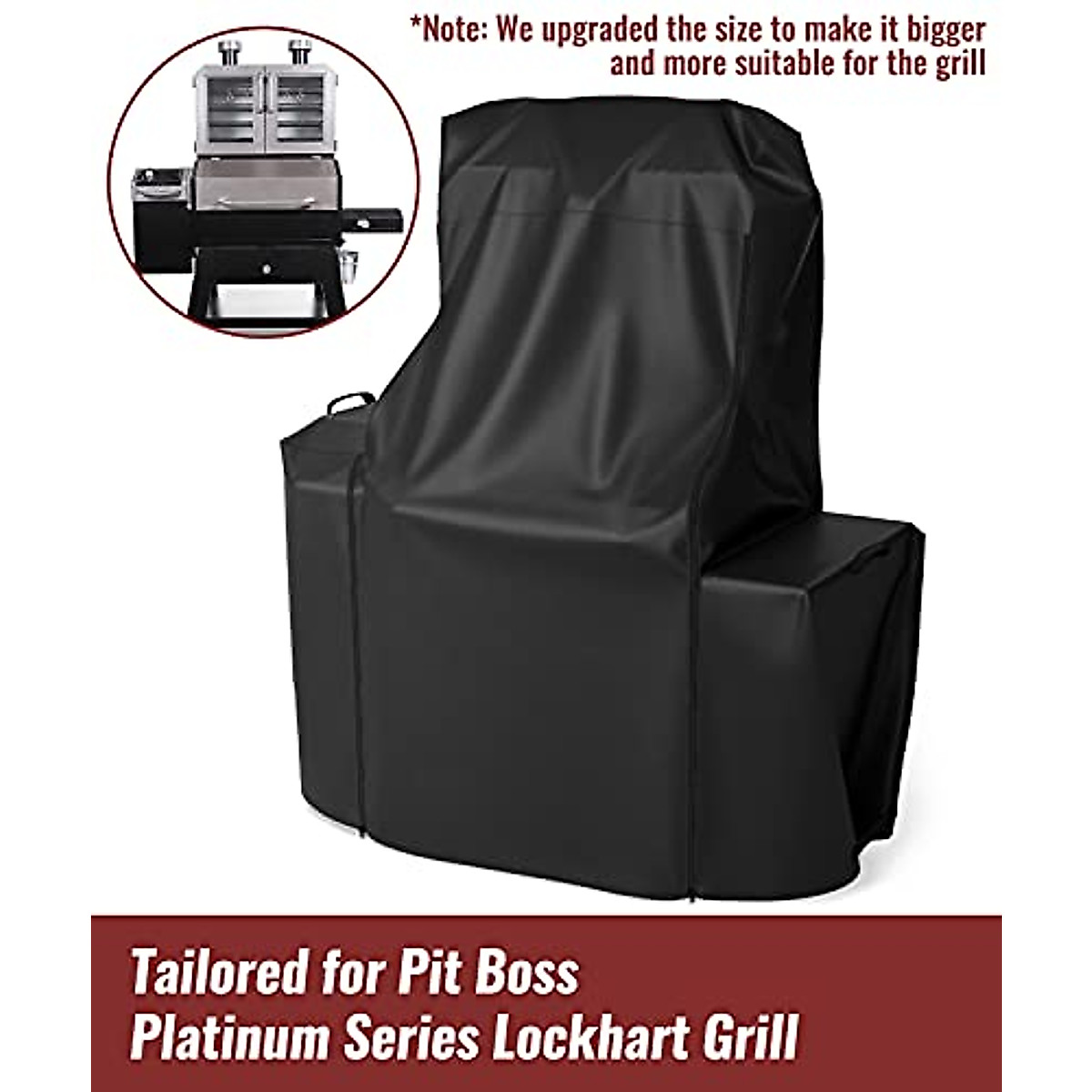 NUPICK Grill Cover for Pit Boss Lockhart Platinum Series Grill, 600D Heavy Duty Waterproof Cover with Zipper Design, All Weather Protection