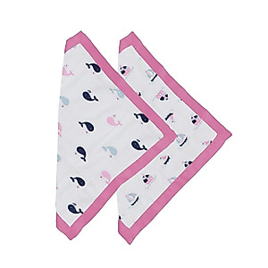 Bacati - Little Sailor Muslin 2 Pc Security Blankets (Boats/Whales - Pink/Navy)