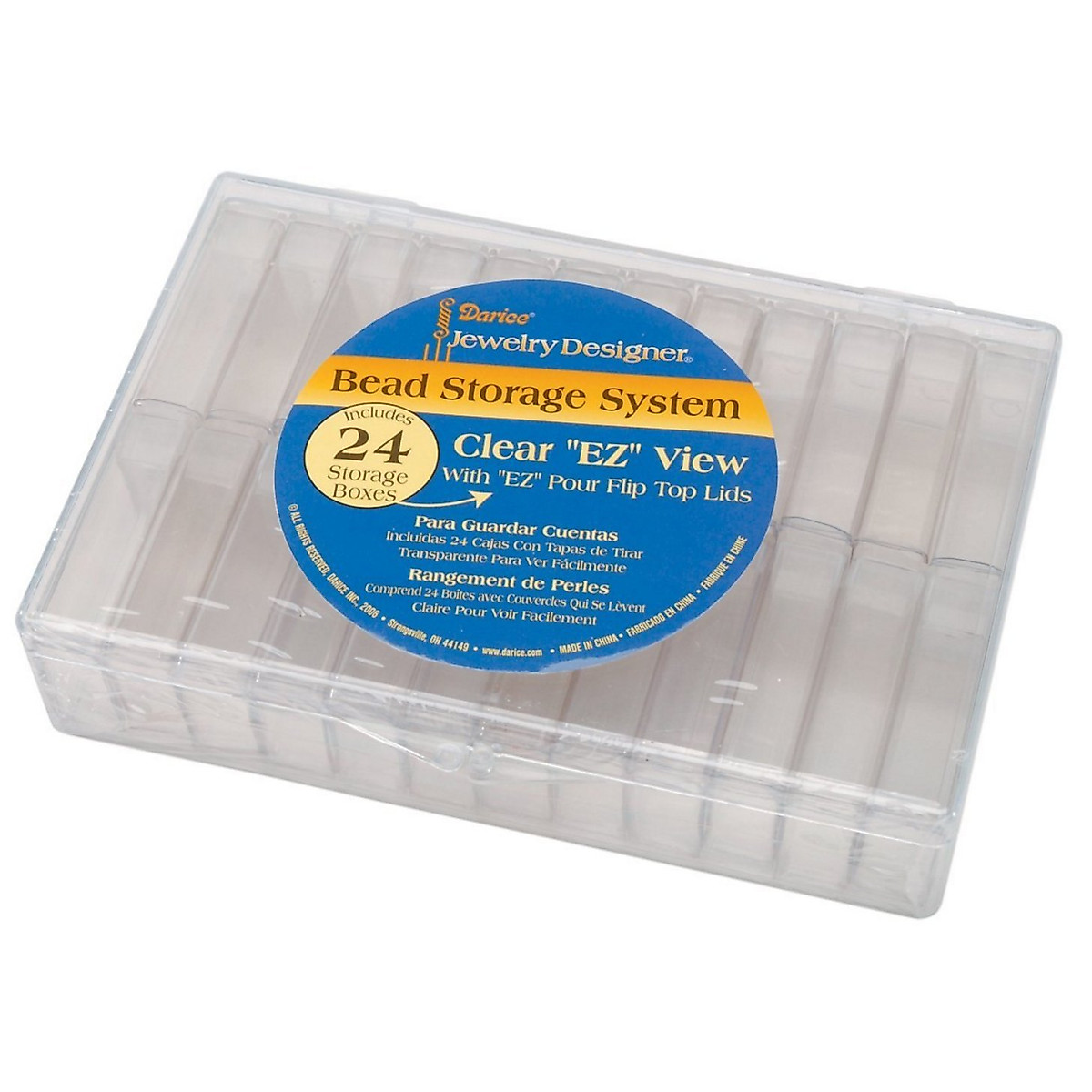 Darice 6-1/4-Inch by 4-1/2-Inch by 1-7/16-Inch Bead Container with 24 Flip Top Canisters (2025-149)