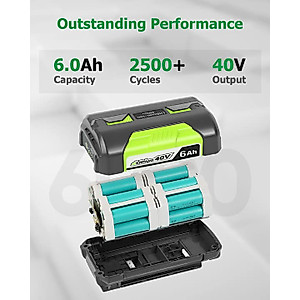 Amityke 6.0Ah 40V Battery Replacement for Ryobi 40V Battery OP4040 OP4026 OP4030 OP4050 OP4060A，Compatible with Ryobi 40-Volt Battery Power Tools