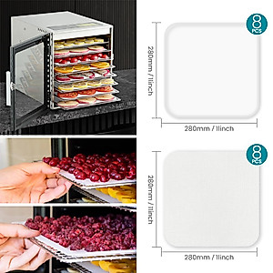 8 Pcs Silicone Food Dehydrator-Trays with Edge, 8 Pcs Mesh Dehydrator Mats,Reusable Non Stick Silicone Dehydrator Sheets (11x 11in) for Liquids,Fruit Leather,Herbs,Meat and Yogurt