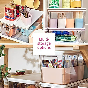 Rosanna Pansino x iDesign Recycled Plastic Kitchen Storage Bins, Includes 1 Large Bin with Lid and 4 Small Bins, Multicolored Bins/Marshmallow Lid, 6” x 12” x 6”