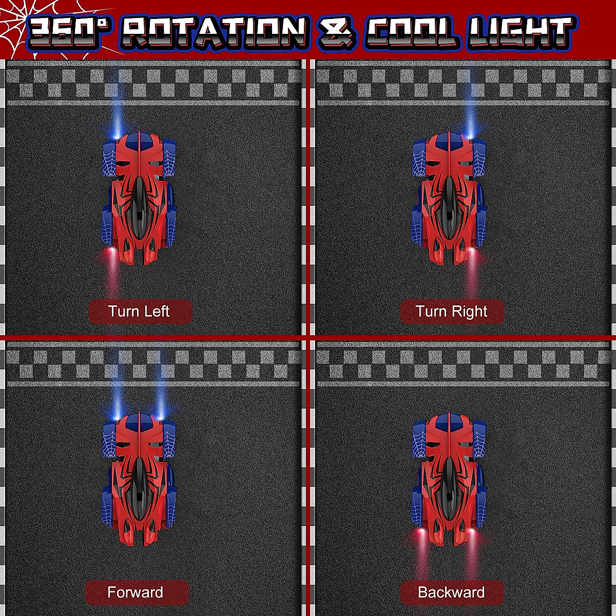 Aomifmik Wall Climbing Remote Control Car, 360° Rotating RC Stunt Car with Headlight, Rechargeable RC Car Toys for 3 4 5 6 7 8-12 Year Old Boys Girls Kids