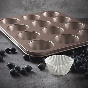 HAPPIELS Non-Toxic Nonstick 12-Cup Muffin Pan | Non toxic Cupcake Pan Non Stick | Muffin Tin 12 cups