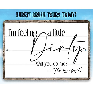 Laundry Room Decor and Accessories - I'm Feeling A Little Dirty - Metal Sign - Laundry Signs for Laundry Room Decor - Funny Laundry Room Sign - Laundry Decor for Laundry Room