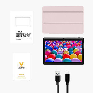 VOLENTEX 7 Inch Tablet, Quad Core Android OS, 32GB ROM, WiFi 6, Bluetooth, Dual Camera, USB C Tablet PC, 7" Touch Screen IPS Full HD Display Android Tablet (Pink)