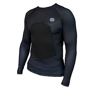 RIBBY SPF 50+ 5mm Padded Rash Guard for Surfing, Boogie, Scuba Black