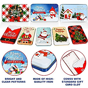 MGparty 8 PCS Christmas Gift Card Tin Holder Boxes Unique Colorful Gift Card Boxes with Lids Gift Card Holders Unique for Christmas Holiday Gift Box Set, Xmas Party Favors