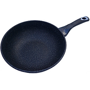 HOME N KITCHENWARE 9-Layered Premium Marble Pan- Ceramic Marble Wok - Easy to Clean Nonstick Frying Pan - Korean Marble Coating, Induction Ready, Cast Aluminum Woks & Stir-Fry Pans - 8.5 inch