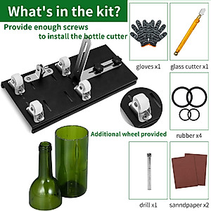 Glass Bottle Cutter, DIY Glass Cutter for Bottles, DIY Machine for Cutting Round Oval Bottles,Beer & Wine Bottle Cutter Tool with Accessories, Bottle Cutter for Beer, Whiskey, Liquor, Champagne