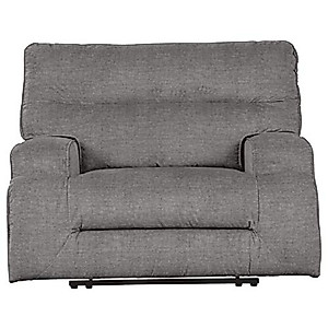 Signature Design by Ashley Coombs Contemporary Wide Seat Manual Pull Tab Recliner, Gray