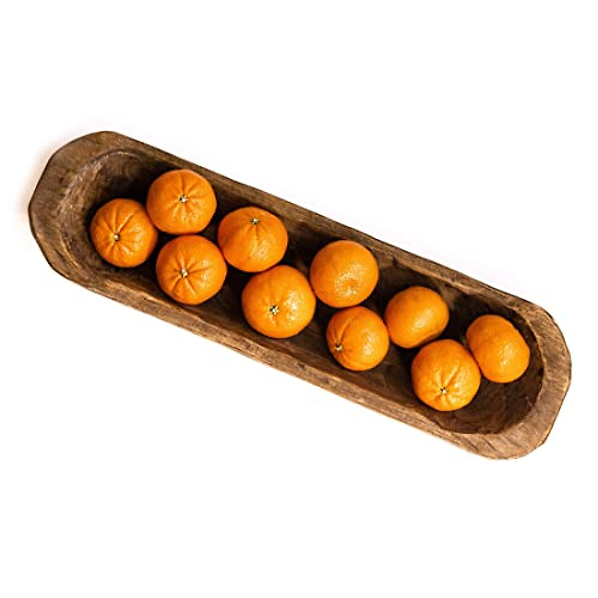 20" Wooden Dough Bowls - Wood Bowl Decor - Rustic Home Decoration Centerpiece - Long Decorative Wood Bread Baguette Tray - Handmade & Imported from Mexico - Medium (Natural Brown)