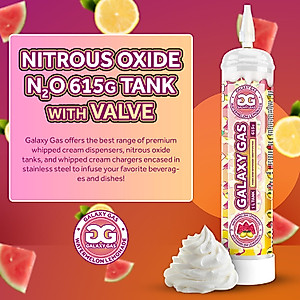 Galaxy Gas Watermelon Lemonade Whipped Cream Dispenser Tank, Nitrous Oxide, 1L, 615 Gram, 1 Cylinder