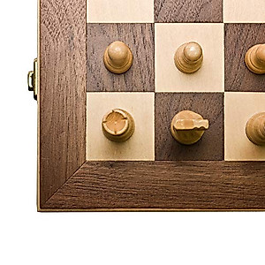 STERLING Games 16" Solid Wooden Chess Set Travel Folding Board with Brass Locks and Felted Interior Storage with Piece Holders