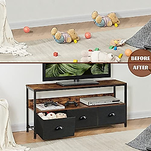 PRAISUN Dresser TV Stand with Storage and Drawers , Wide Dresser for Bedroom, Entertainment Center for 55 inch TV for Living Room, Chest, Closets and Nursery - Black and Rustic Brown