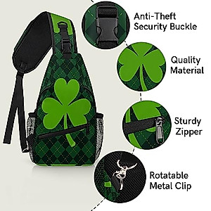 RIRIX Shamrock On St Patrick Day Sling Backpack St. Patrick's Day Crossbody Bag Multipurpose Crossbody Bag Travel Hiking Chest Bag Casual Day Bag