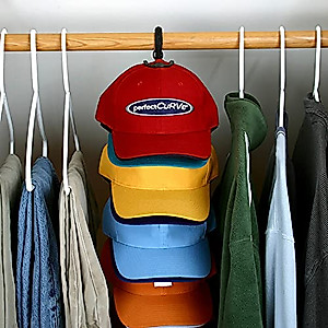 Perfect Curve Cap Rack36 System – Hat Rack for Baseball Caps | Over Door Organizer | Baseball Cap Organizer | Hat Hangers for Closet | Hat Organizer for Wall | 12 Clips Hold up to 36 caps | Black