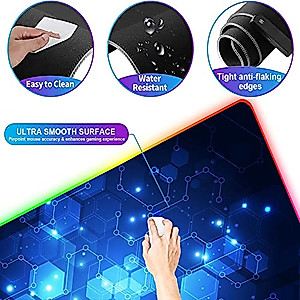Gaming Mouse Pads Hexagon Shaped Large RGB Mouse Pad Gamer Computer Desk Mat Gaming Accessories Extended Led Keyboard Pad with Lock Edge 60X120Cm/Xxxl