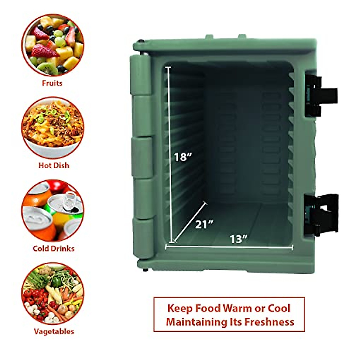 82 Qt Insulated Food Pan Carrier Food Warmer with Wheels, Great for Catering, Front Loading with Handles and Double Buckles, Stackable Food Box for Event Catering and Restaurant