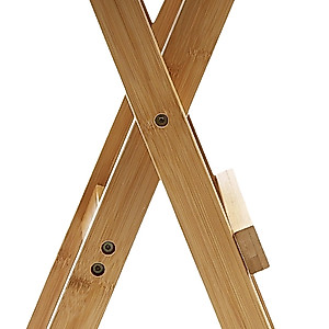 Leblett Bamboo Portable Folding Stool,Tall Chair,Foldable Bar Stool,X-Shaped Kitchen Stool Bar Height,High Stool Chair for Kitchen Counter,with Ergonomic Backrest,Max Load Capacity 100Kg/220.46Lbs