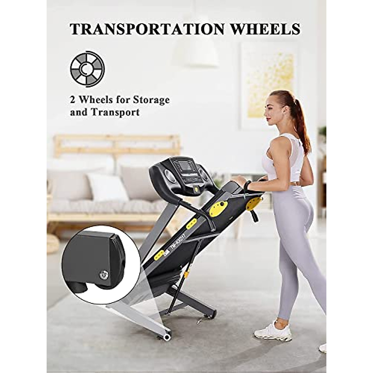 Treadmill with Incline for Home Use 17'' Wide Folding Treadmill Electric Treadmill Workout Running Machine with 3-Level Manual Incline Adjustment & 15 Pre-Set Training Programs Large LCD Display