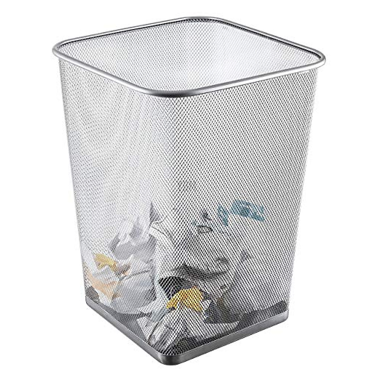 YBM HOME Mesh Wastebasket Trash Can for Home and Office Workspace, Metal Office Trash Can Square-Shaped, 5 Gallon
