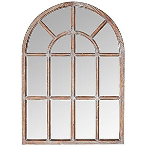 Amazon Brand – Stone & Beam Vintage Farmhouse Wooden Arched Mantel Mirror, 36.25"H, Dark Stain
