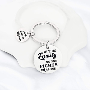 Lung Cancer Awareness Gifts Lung Cancer Keychain Survivors Gifts Inspirational Lung Cancer Support Gifts in This Family No One Fights Alone (Lung Cancer Keychain)