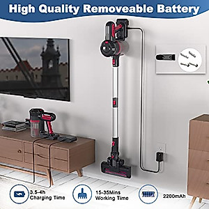 Foppapedretti Cordless Vacuum Cleaner, Cordless Vacuum with 25Kpa Super Suction, 4-in-1 Powerful Lightweight Vacuum Cleaner, Up to 35 Mins Runtime, for Hard Floor Carpet Pet Hair