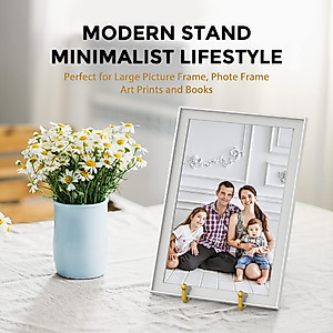 TR-LIFE 10 Inch Large Plate Stands/Holder for Display - Metal Picture Frame Holder Stand + Small Easels for Decorative Plate, Platter, Book, Plaques, Photo, Tabletop Art (Gold 2 Pack)