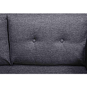 Container Direct Elvin Contemporary Linen Fabric Scroll Armrest Sofa Bed, Dark Grey