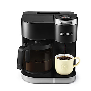 Keurig K-Duo Coffee Maker, Single Serve and 12-Cup Carafe Drip Coffee Brewer, Compatible with K-Cup Pods and Ground Coffee, Black