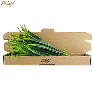 Phliofd 6Pcs Artificial Grass Fake Plants 17.3in 16 Leaves Outdoor Fake Grass UV Resistant Greenery Plastic Plants for Home Window Garden Office Patio Hanging Planter Pathway Front Porch Décor