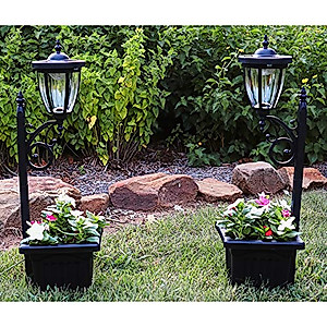 Sun-Ray 312022 Kambria Multi Function Solar Lamp Post and Planter, Wall Mount, Stake Light, Black, 2 Piece Set