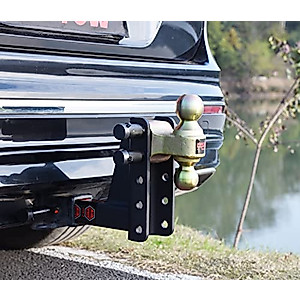 TOPTOW 64381 Adjustable Trailer Tow Hitch with Dual Ball 2" & 2-5/16", 6-1/2" Drop, 2-1/2" Solid Receiver, 22,000lbs Capacity…