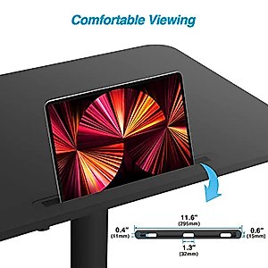 AVLT 44" Ambidextrous Pneumatic Laptop Standing Desk Cart (3 ft 8 in) - Mobile Rolling Desk - Computer Projector Cart - Rolling Height Adjustable Folding Desk - Mobile Black Cart with Brake Casters
