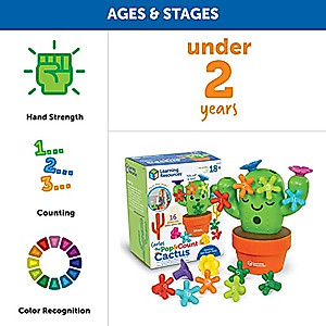 Learning Resources Carlos The Pop & Count Cactus, Toddler Learning Toys, Preschool Toys, Educational Toys for Kids, Cactus Toys for Kids, 16 Pieces, Age 18+ Months