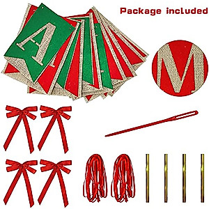 ZKC Merry Christmas Burlap Banner Home Garden-Xmas Bunting Decoration Indoor Outdoor Fireplace Wall Tree (Mix)