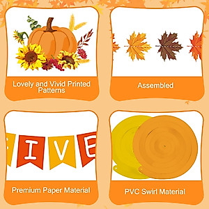Ouddy Life Thanksgiving Party Decorations, Thanksgiving Hanging Decoration Include Give Thanks Banner Maple Leaves Garland Balloon Paper Pom for Thanksgiving Fall Home Classroom Indoor Office Supplies