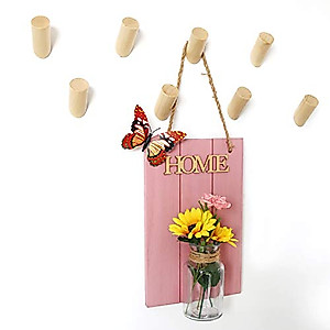 ForTomorrow WaaWee 8 Pack Wood Wall Hooks, Natural Wooden Coat Hooks with Pegs for Hanging Coats,Towels, Hats, Plants(2.32 Inch)