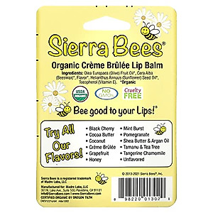 Organic Lip Balms, Creme Brulee, 4 Pack, 0.15 oz (4.25 g) Each, Sierra Bees