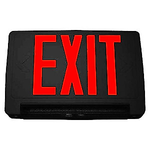 LED Combination Exit Sign - Black Thermoplastic - Red Letters - Includes Backup LED Light Bar - 120/277V & Battery Backup- Exitronix CLED-U-BL
