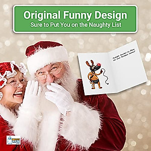 Hilarious Rudolph Christmas Greeting Card Set by Witty Yeti. 10 Pack of 5"x7" Joke Cards. Funny Adult Holiday Stocking Stuffer for Men or Women. Give the Gift of Holiday Humor to Friends and Family